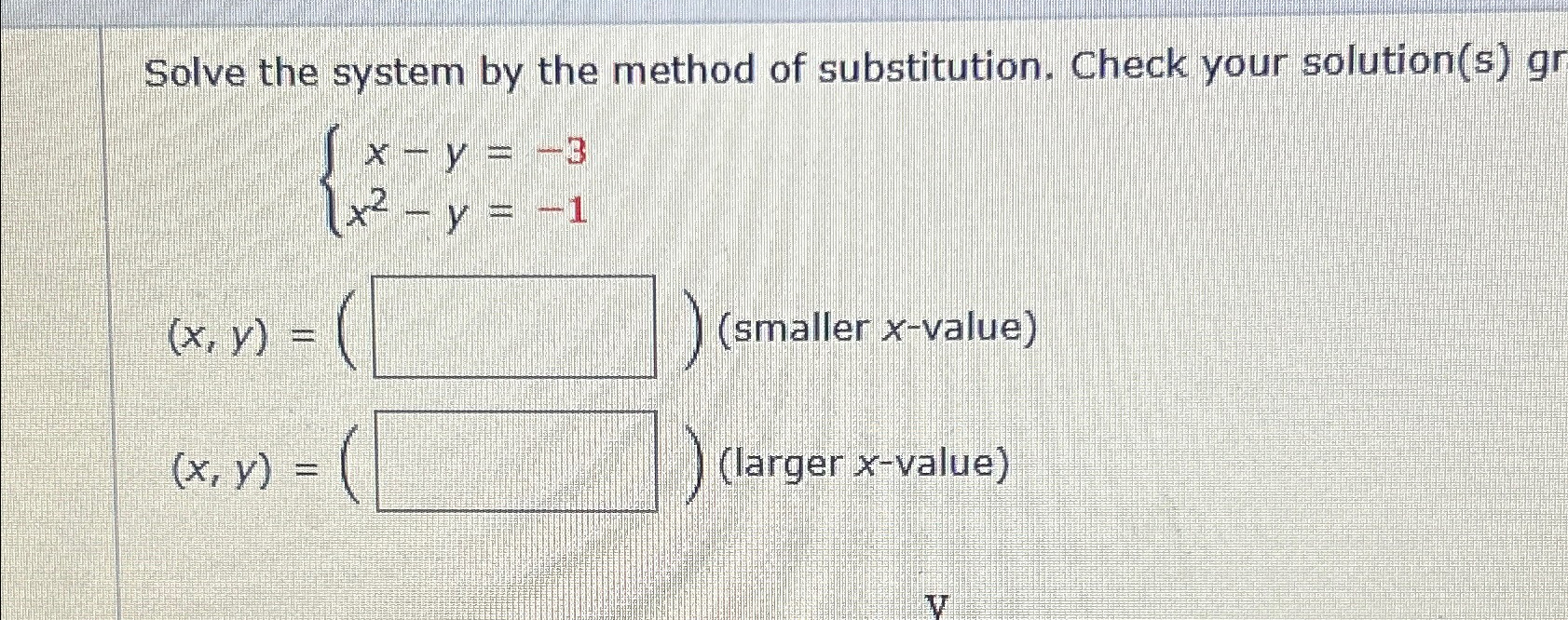 Solve the system by the method of substitution. Check | Chegg.com