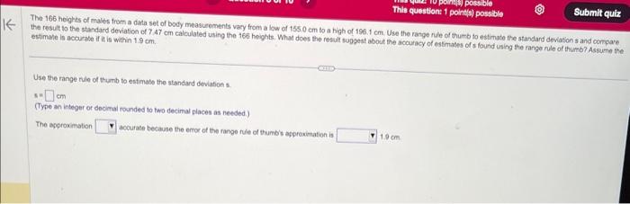 Solved The 166 heights of males from a data set of body | Chegg.com