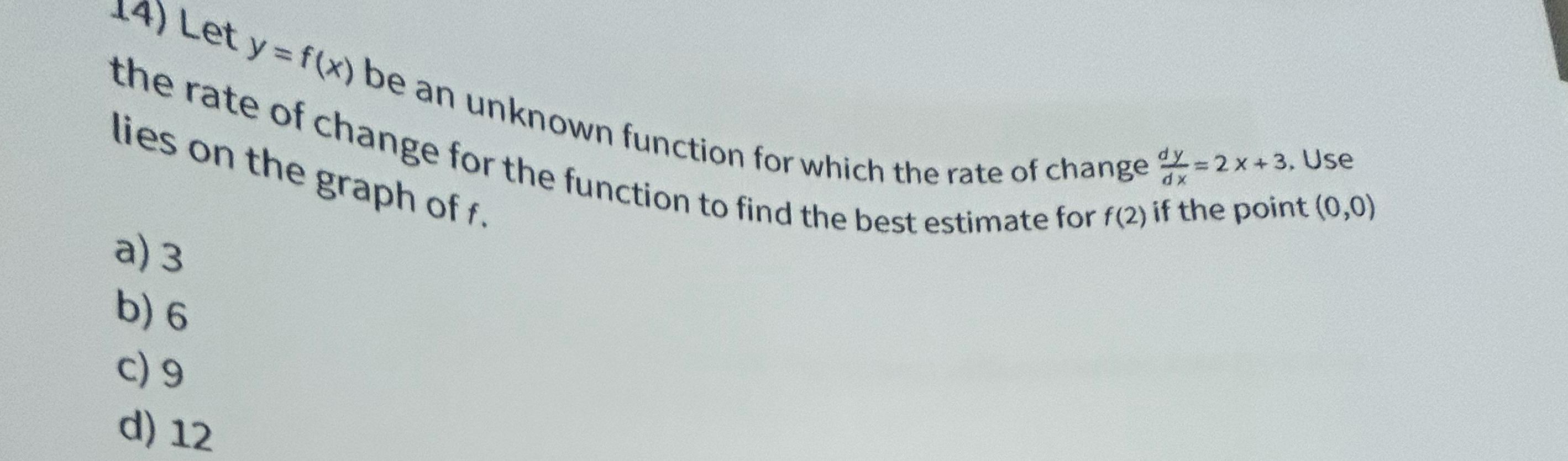 Solved the rate of f(x) ﻿be an unknown function for which | Chegg.com