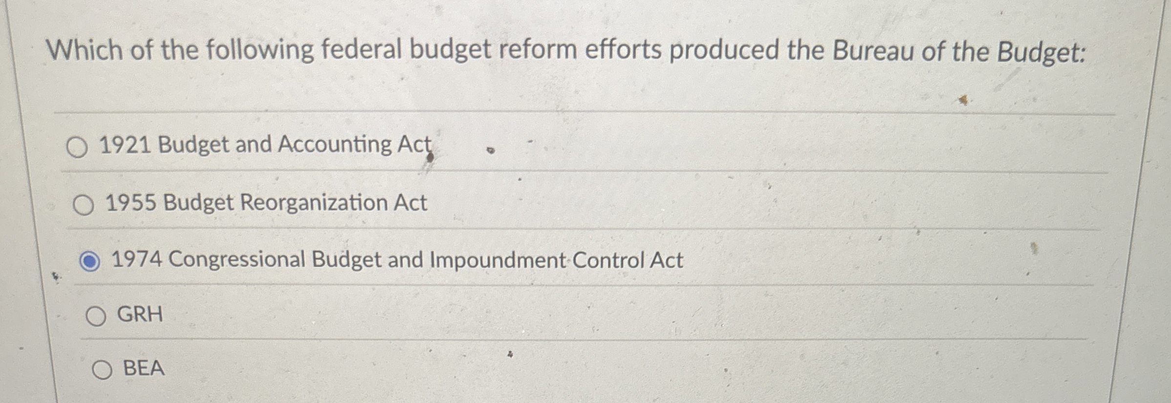 Solved Which of the following federal budget reform efforts | Chegg.com