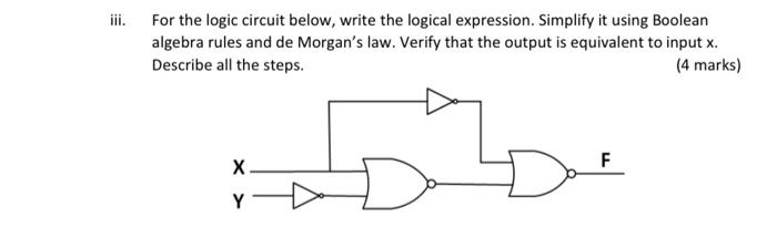 Solved iii. For the logic circuit below, write the logical | Chegg.com