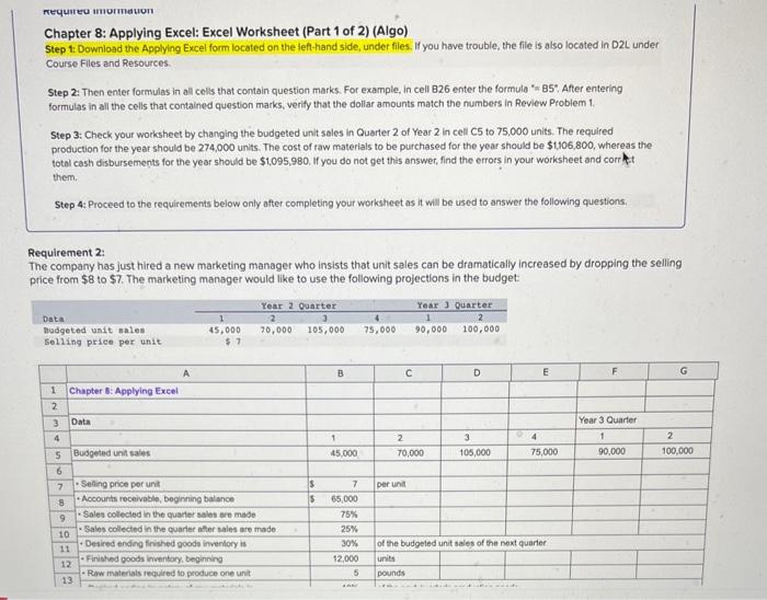 Solved Require mormon Chapter 8: Applying Excel: Excel | Chegg.com