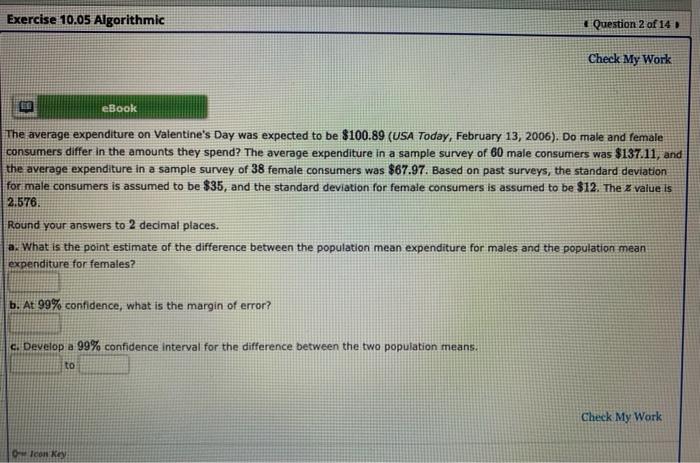 Solved Exercise 10.05 Algorithmic Question 2 of 14 Check My | Chegg.com