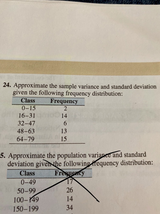 Solved 24 Approximate The Sample Variance And Standard