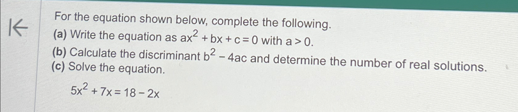 Solved For the equation shown below, complete the | Chegg.com
