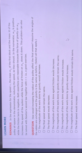 Solved LEARN MOREREMARKS In the expression for the speed v, | Chegg.com