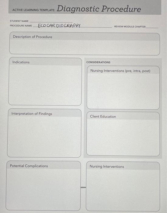 Solved active leARNING TEMPLATE Diagnostic Procedure STUDENT | Chegg.com