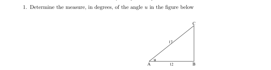 Solved Determine the measure, in degrees, of the angle u ﻿in | Chegg.com