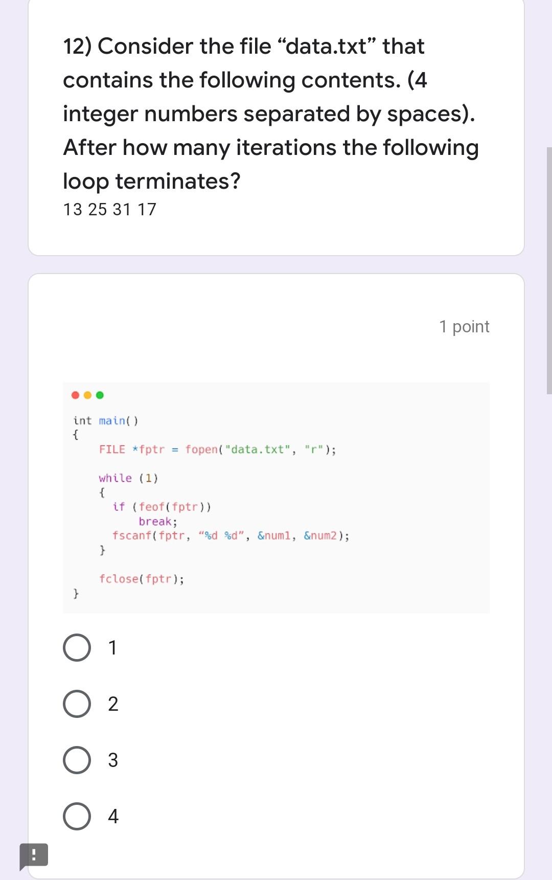 Solved 12) Consider the file "data.txt" that contains the | Chegg.com