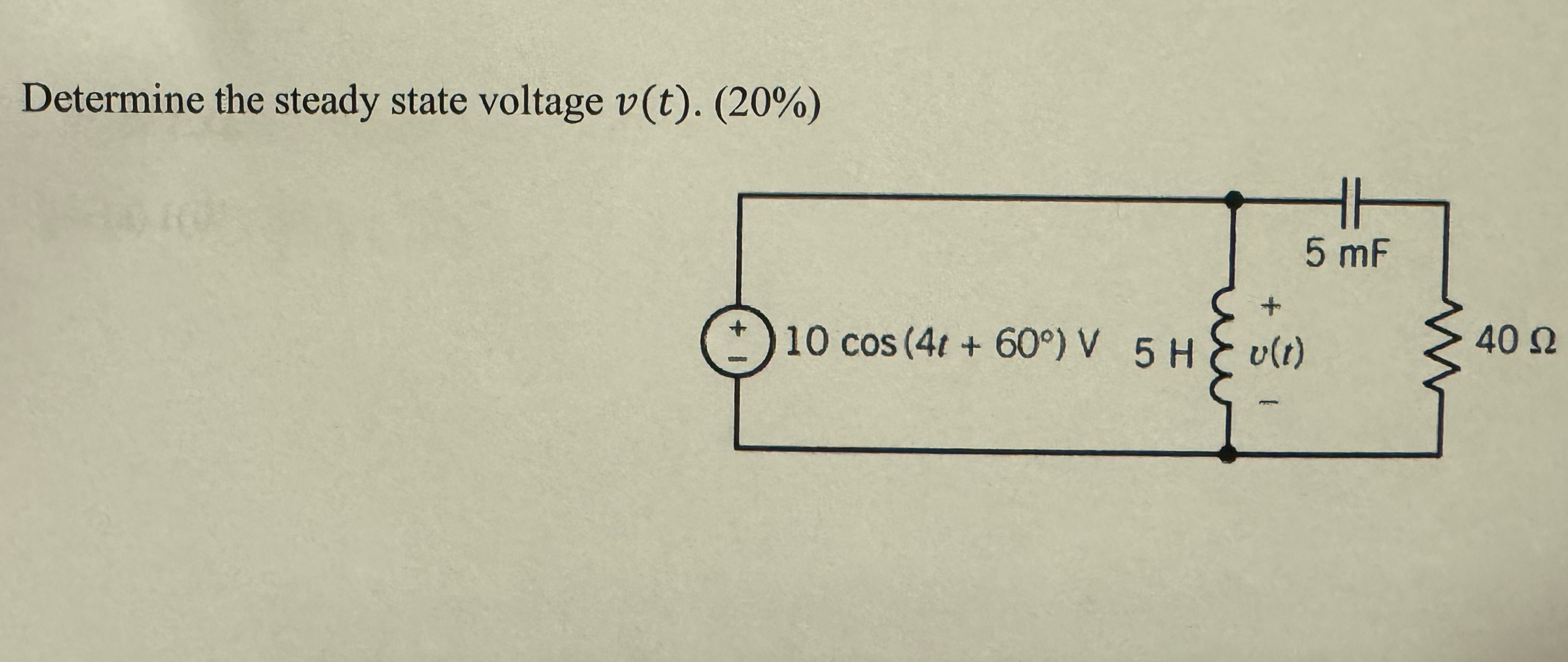 Solved Determine the steady state voltage | Chegg.com