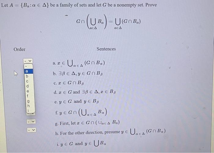 Solved Let A = {Baia E A} be a family of sets and let G be a | Chegg.com