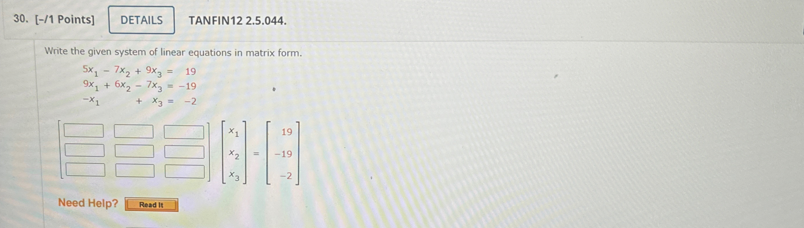 Solved Problem 30 ﻿Write the given system of linear | Chegg.com