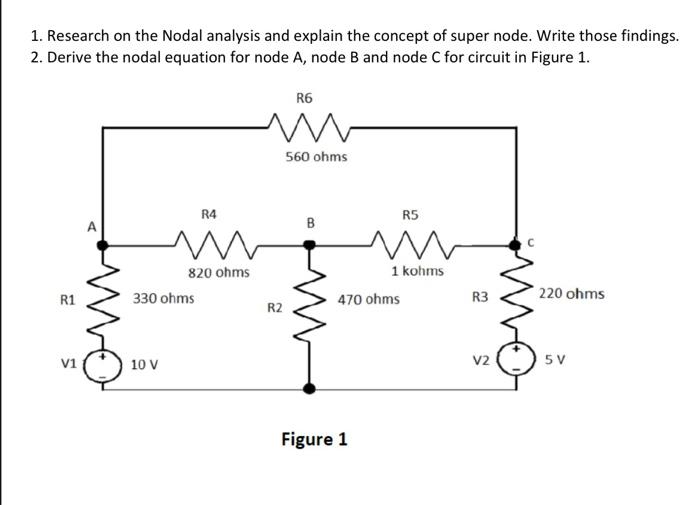 Solved 1. Research on the Nodal analysis and explain the | Chegg.com