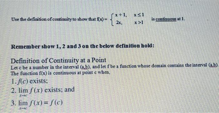 Solved Use the definition of continuity to show that | Chegg.com