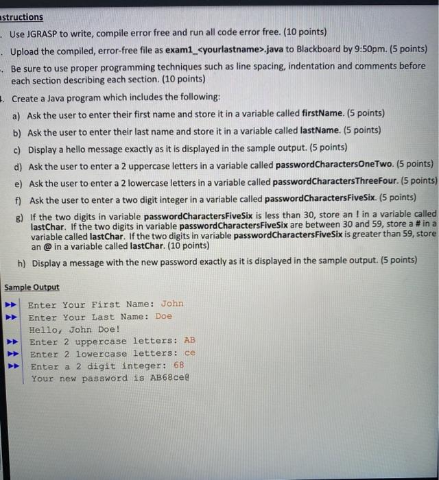 Solved Use JGRASP to write, compile error free and run all | Chegg.com
