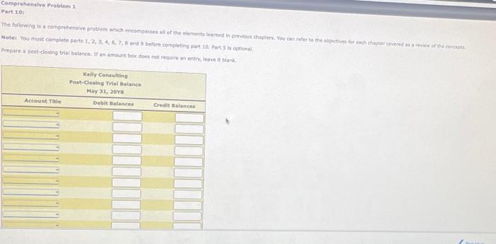Comprehensive Problem 1 Part 10: The following is a | Chegg.com