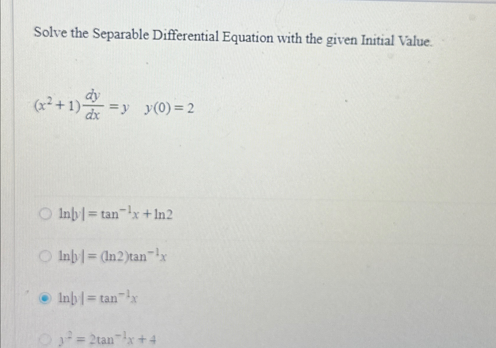Solved Solve the Separable Differential Equation with the | Chegg.com