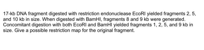 Solved 17-kb DNA fragment digested with restriction | Chegg.com