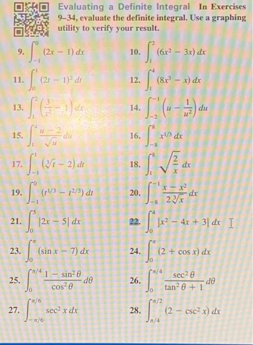Solved Evaluating a Definite Integral In Exercises 9-34, | Chegg.com