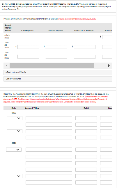 Solved and on Decsmbar 31AnnualInterestFeriodCeah | Chegg.com