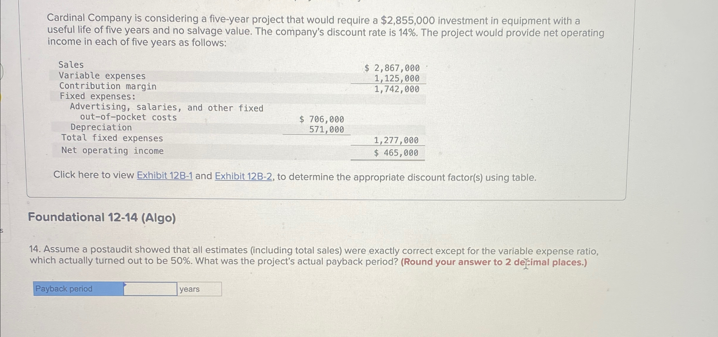 Solved Cardinal Company is considering a five-year project | Chegg.com