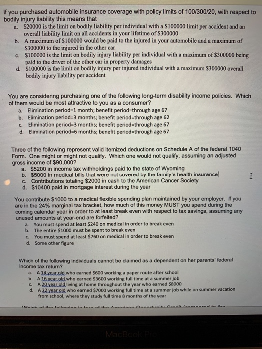 Solved If you purchased automobile insurance coverage with | Chegg.com