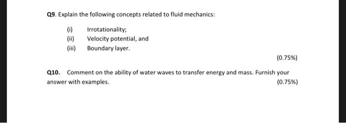 Solved Q9. Explain the following concepts related to fluid | Chegg.com