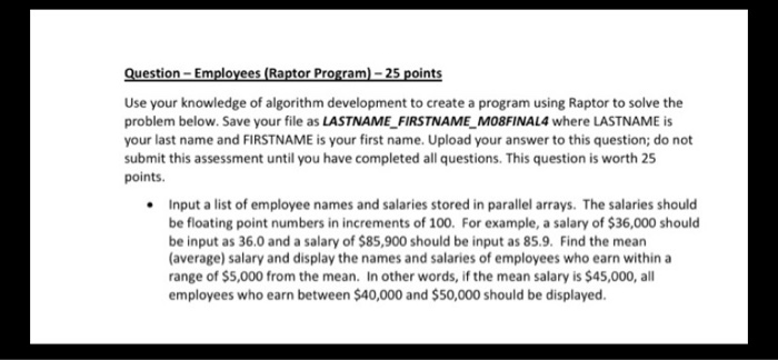 Solved Question - Employees (Raptor Program) – 25 points Use | Chegg.com