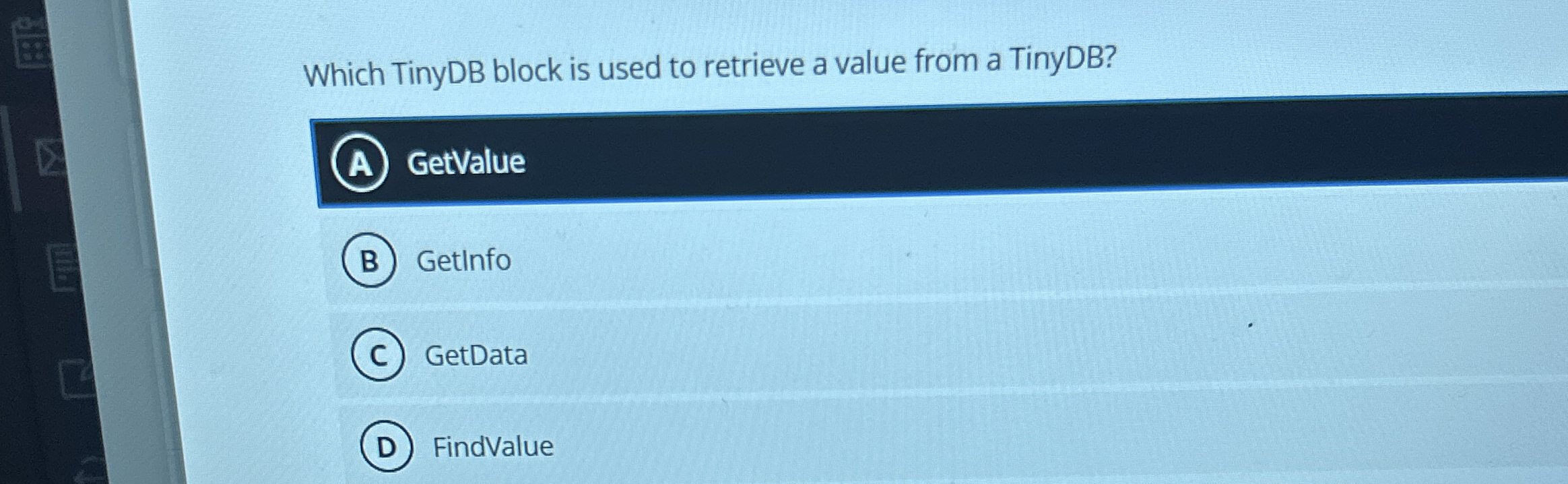 Solved Which Tinydb Block Is Used To Retrieve A Value From A 5901