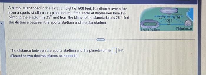 Solved A blimp, suspended in the air at a height of 500 | Chegg.com
