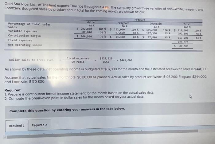 Gold Star Rice, Ltd, of Thailand exports Thai rice | Chegg.com