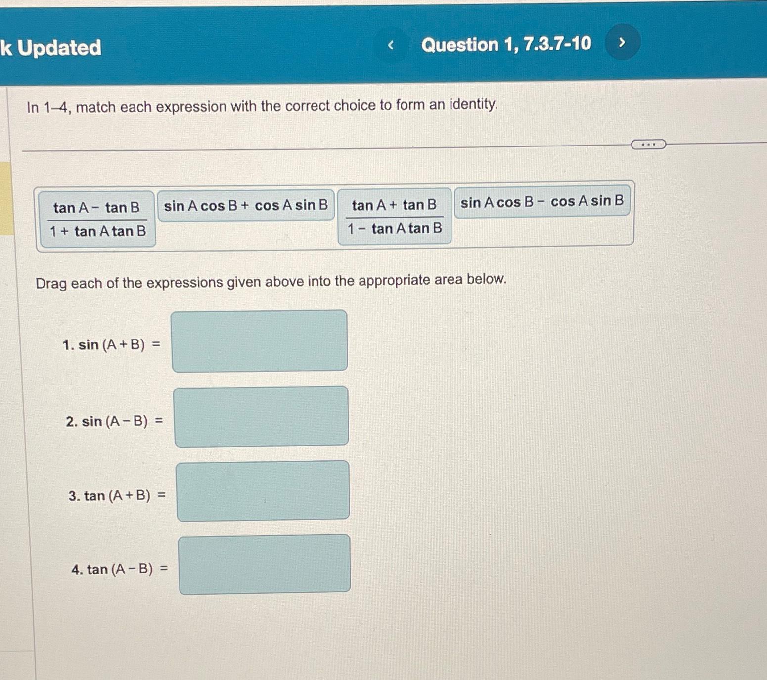 Solved In 1-4, ﻿match each expression with the correct | Chegg.com