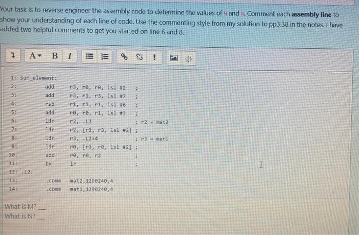 Solved In the following source code, M and N are constants | Chegg.com