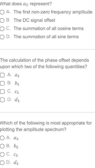 Solved Regarding Frequency Analysis What Does A 0 