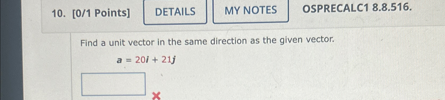 Solved [0/1 ﻿Points] ﻿OSPRECALC1 8.8.516. q,Find a unit | Chegg.com