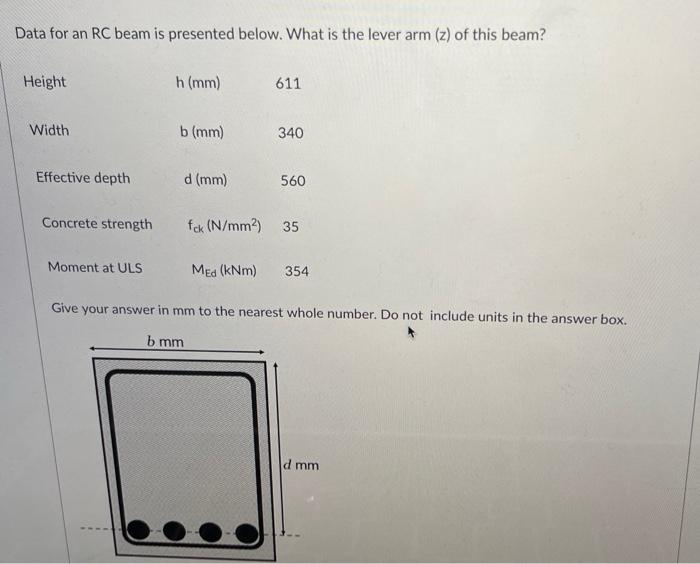 Solved Data for an RC beam is presented below. What is the | Chegg.com