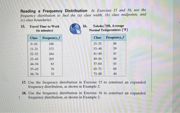 Solved Reading a Frequency Distribution In Exercises 15 and | Chegg.com