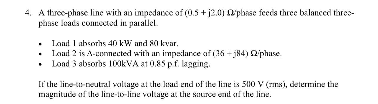 Solved A three-phase line with an impedance of | Chegg.com