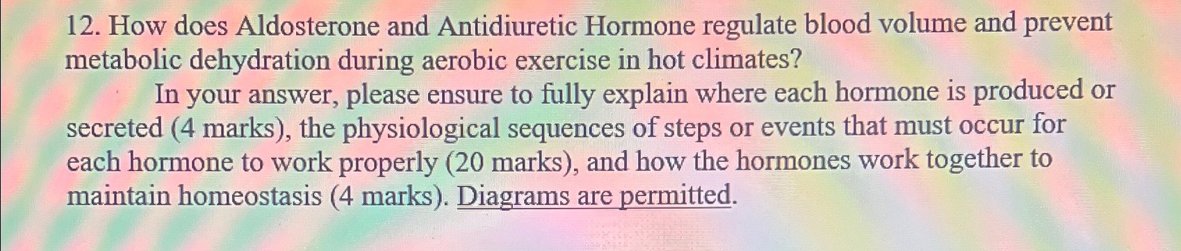 Solved How does Aldosterone and Antidiuretic Hormone | Chegg.com