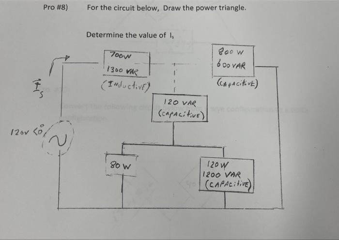 Solved Pro \#8) For the circuit below, Draw the power | Chegg.com