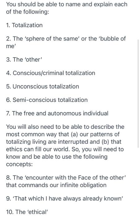 You should be able to name and explain each of the | Chegg.com