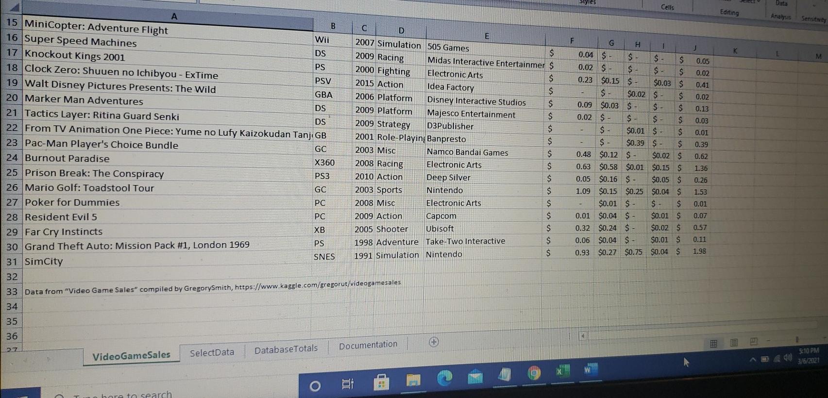 YO19_Excel_Ch06_Assessment_Video_Game_Sales Project | Chegg.com