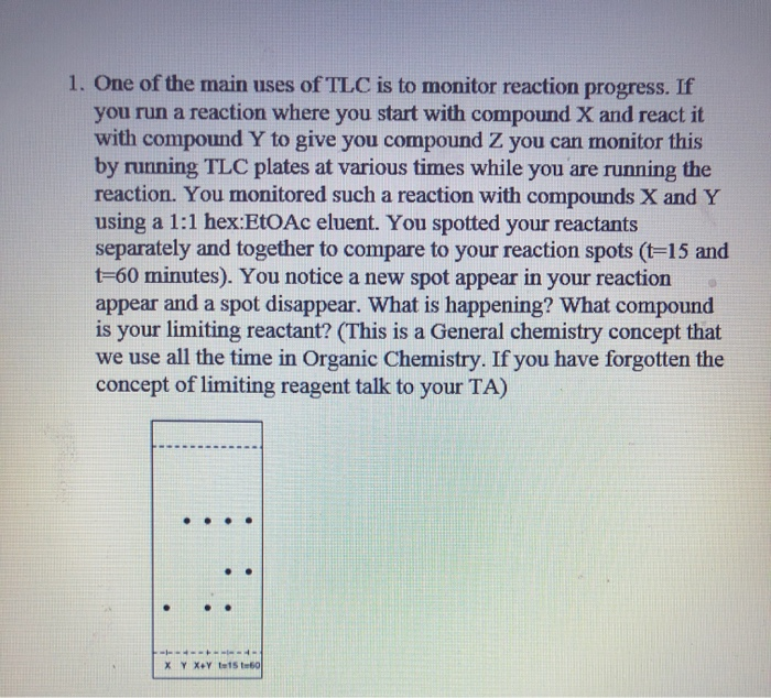 Solved 1 One Of The Main Uses Of Tlc Is To Monitor Reaction