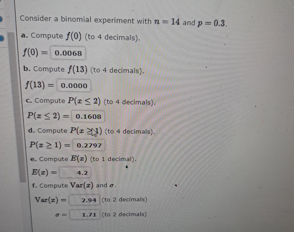 Solved Consider a binomial experiment with n=14 ﻿and | Chegg.com