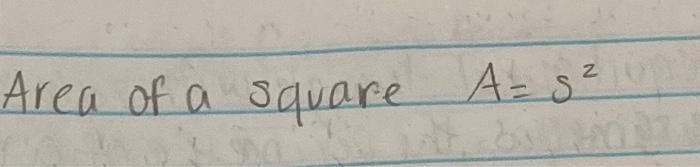 Area of a square A=s2 | Chegg.com