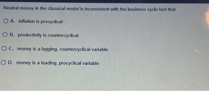 Solved Neutral money in the classical model is inconsistent | Chegg.com