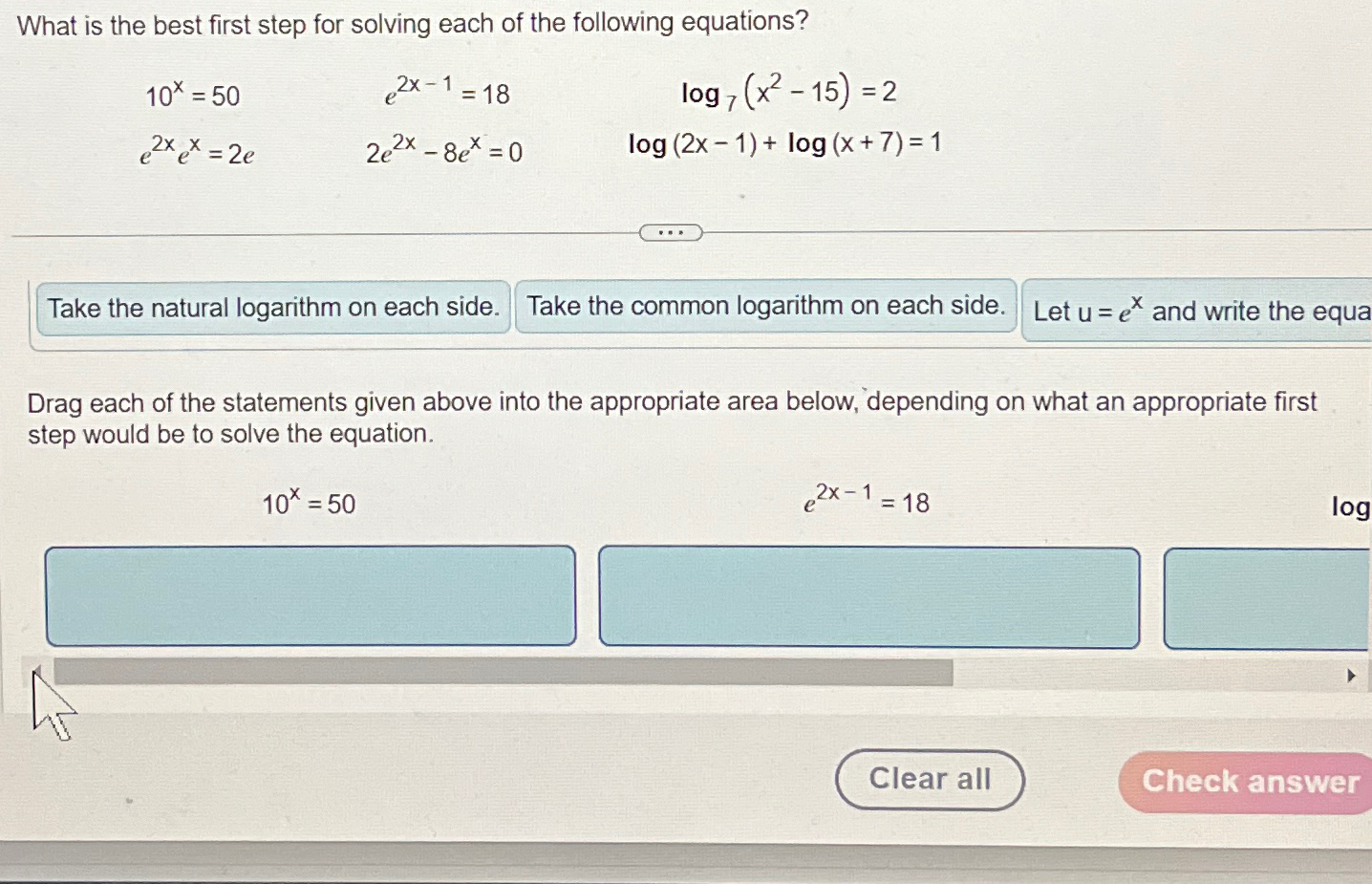 Solved What is the best first step for solving each of the | Chegg.com