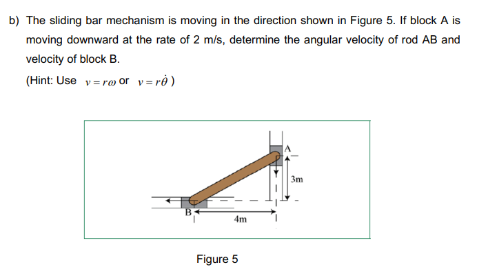 Solved b) ﻿The sliding bar mechanism is moving in the | Chegg.com
