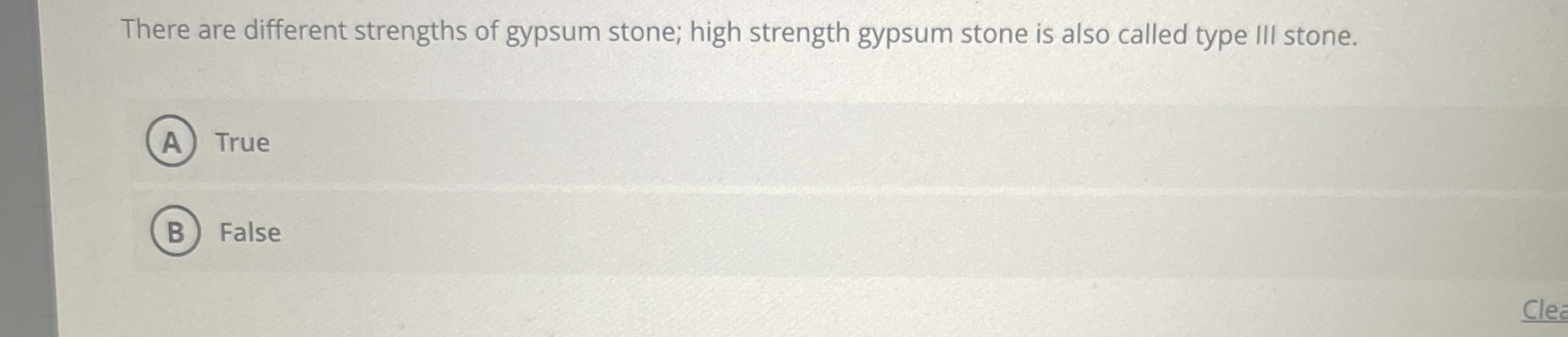Solved There are different strengths of gypsum stone; high | Chegg.com