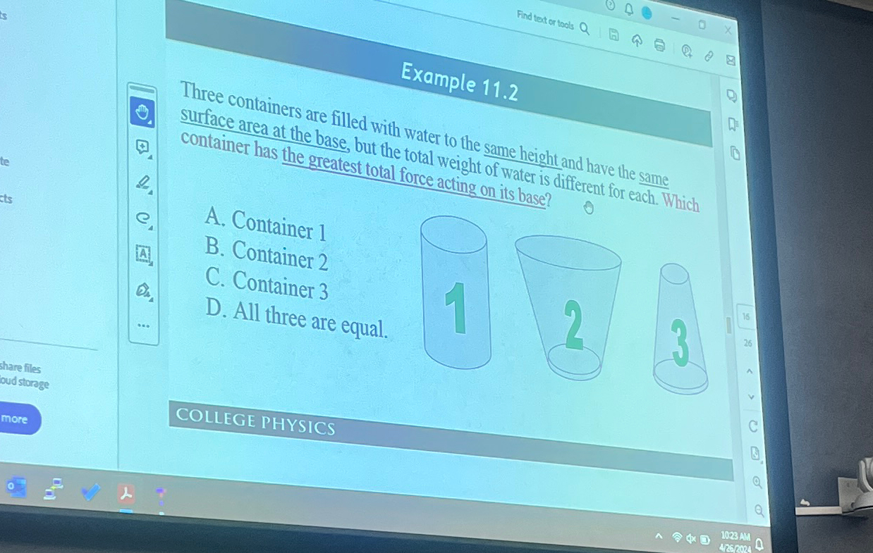 Solved Example 11.2Three containers are filled with water to | Chegg.com